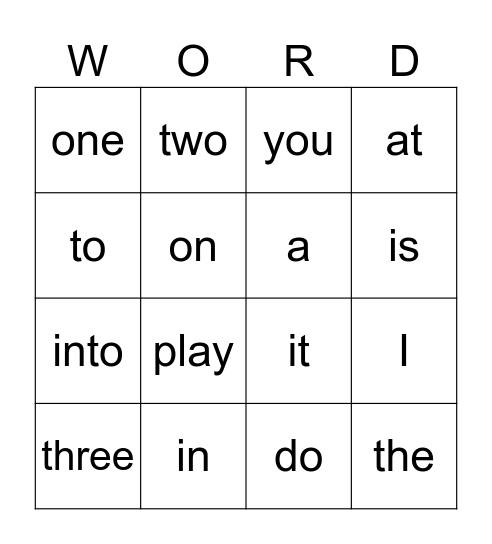 Tricky Words Bingo Card