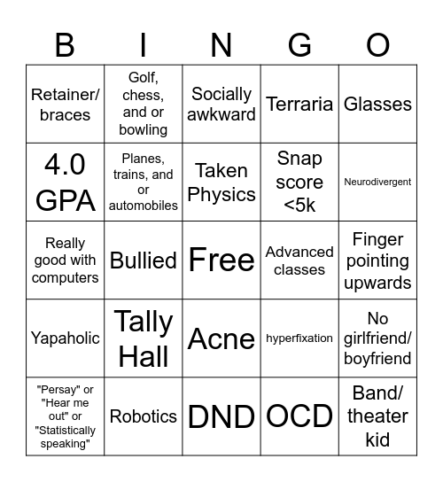 Nerd Bingo Card