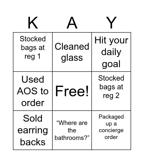 Diamond Bingo Card