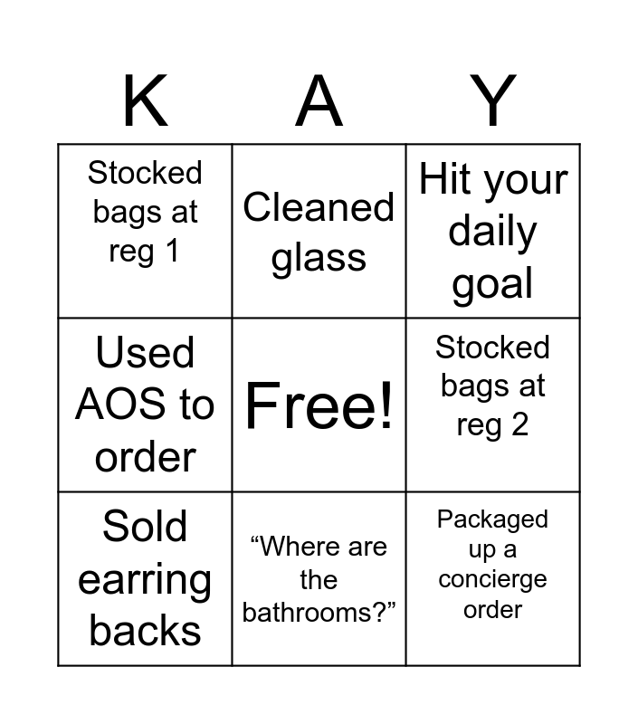 Diamond Bingo Card
