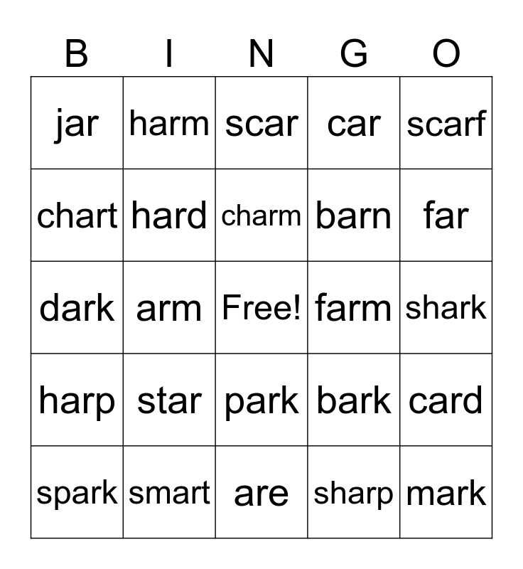 ar Bingo Card