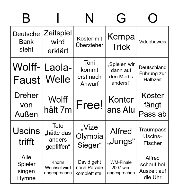 Handball WM S15 Bingo Card