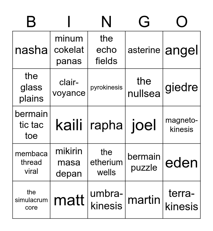 GOOD LUCK! Bingo Card