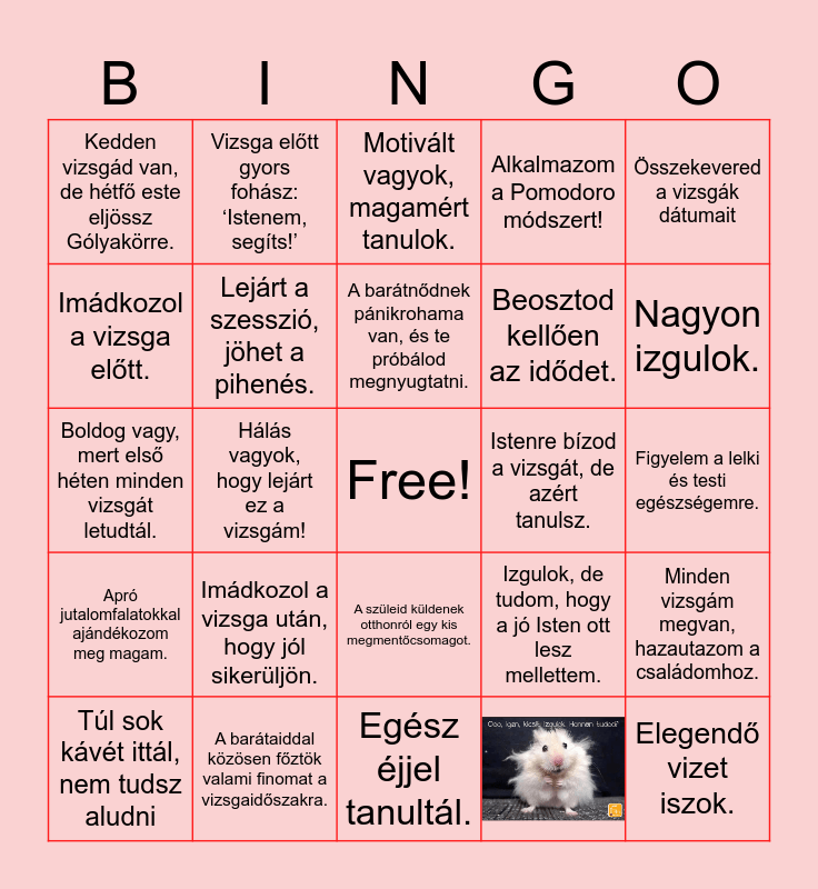 Hogyan látod magad a szesszióban? Bingo Card