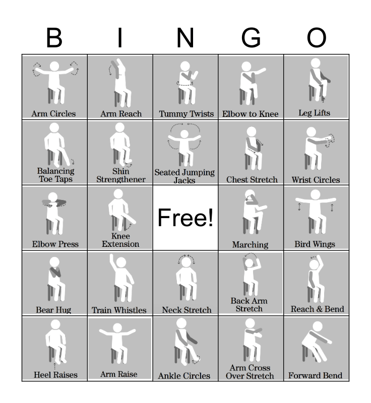 Chair Exercise Bingo Card