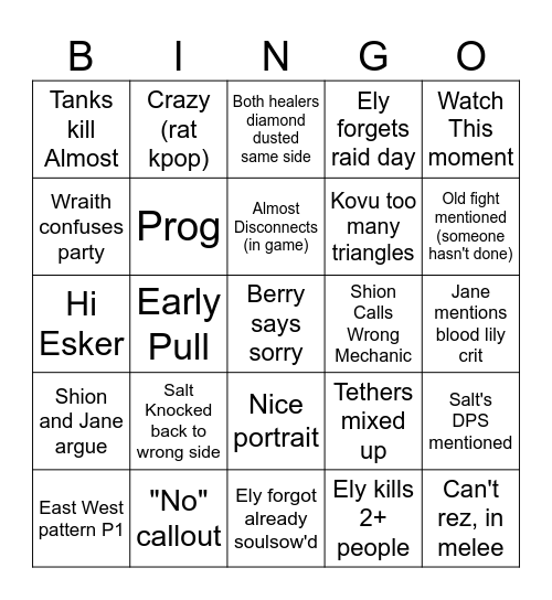 Side Static FRU Prog Bingo Card