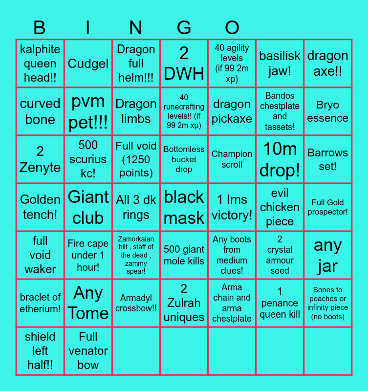 Epic naps Bingo Card