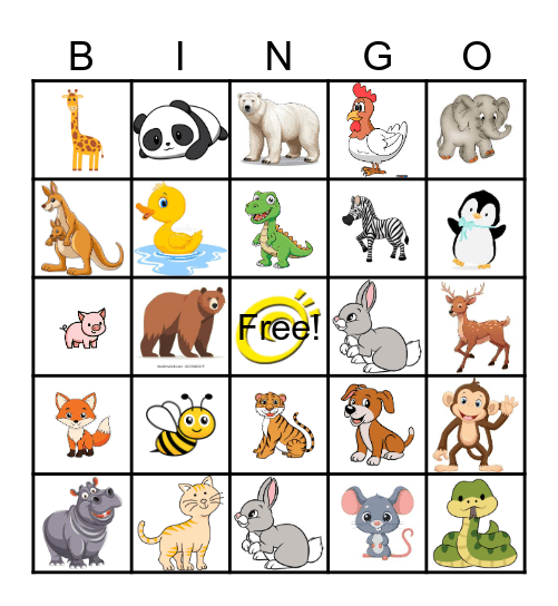 Animals Bingo Card