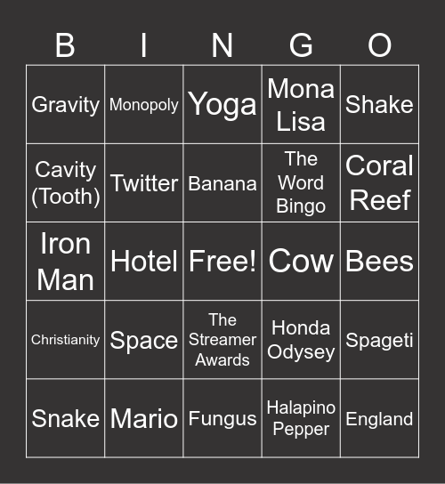 Wikipedia Bingo Card