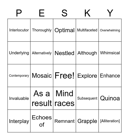 Renowned Author ChatGPT Bingo Card