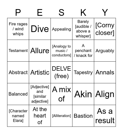 Renowned Author ChatGPT Bingo Card