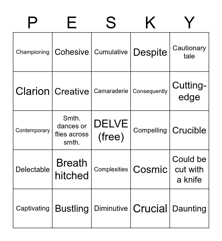 Renowned Author ChatGPT Bingo Card