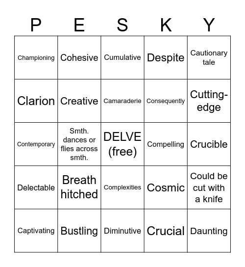Renowned Author ChatGPT Bingo Card