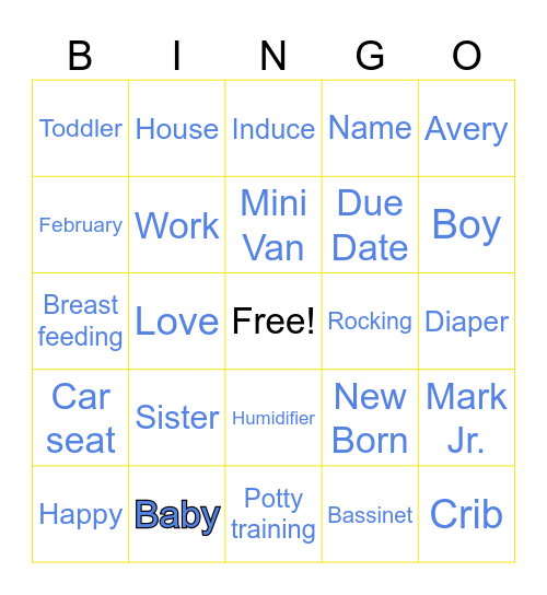 Baby Boy Sprinkled with Love Bingo Card