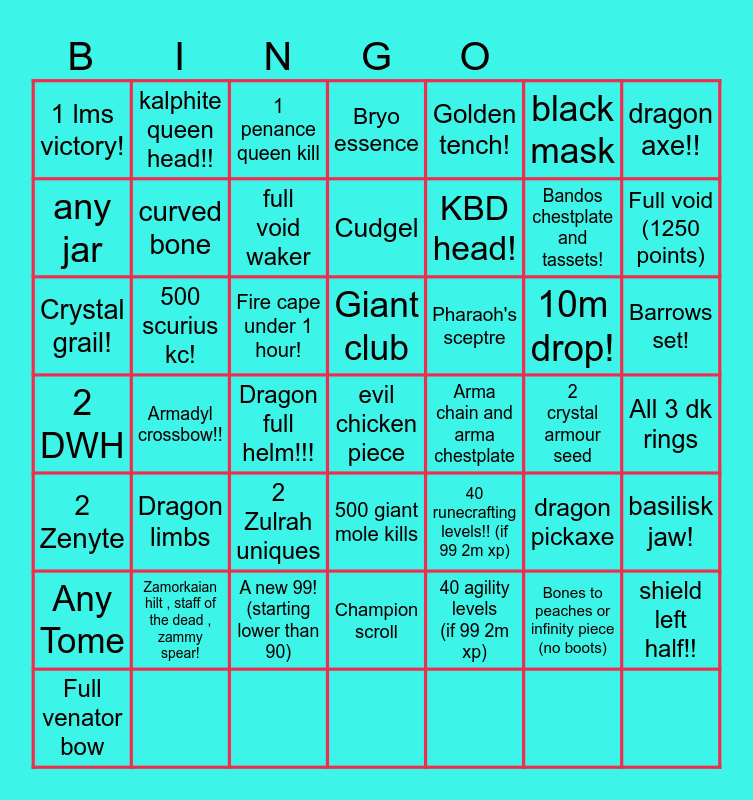 Epic naps Bingo Card