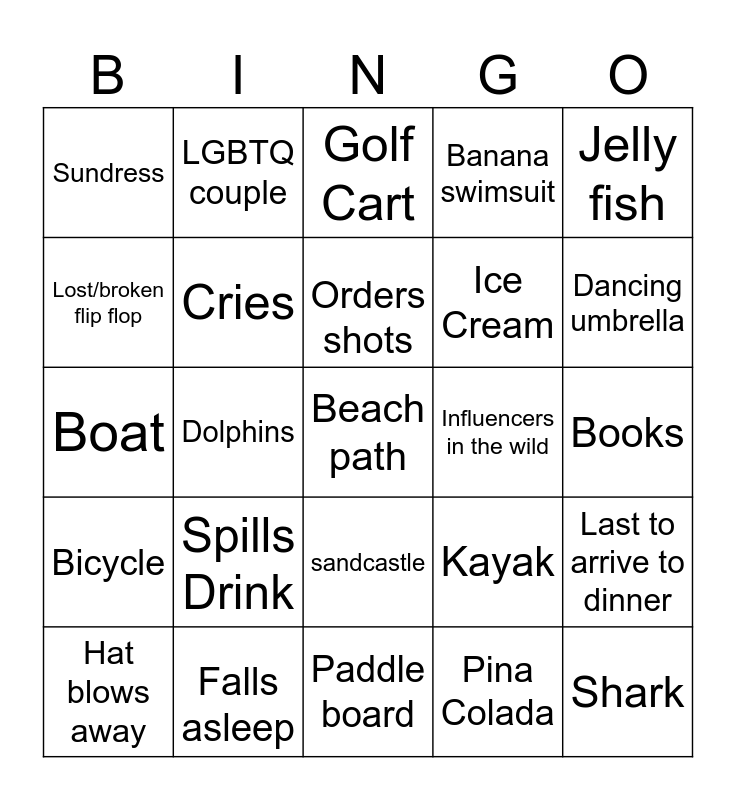 Beach Bingo Card
