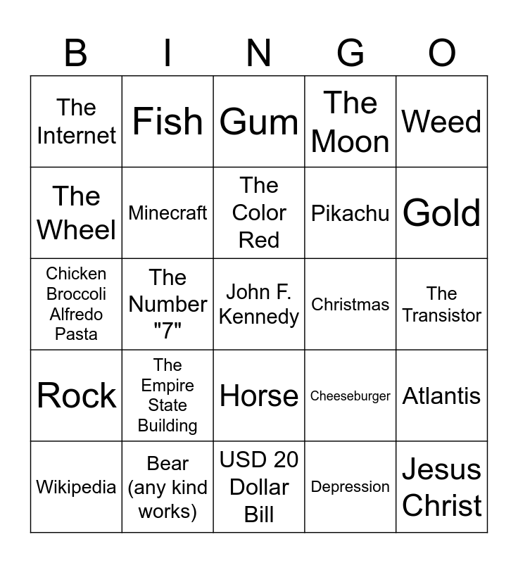 Infinite Craft Bingo Card