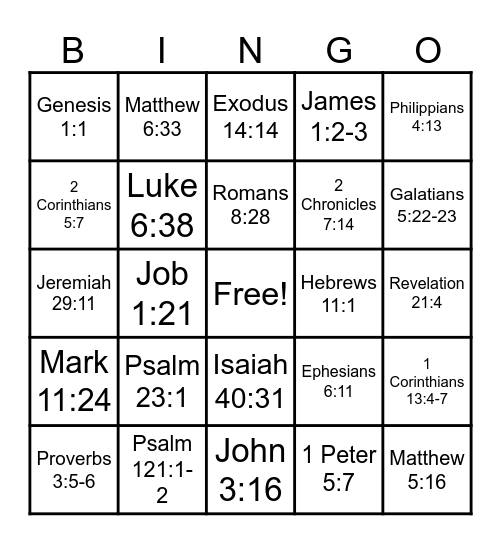 Scripture Bingo Card