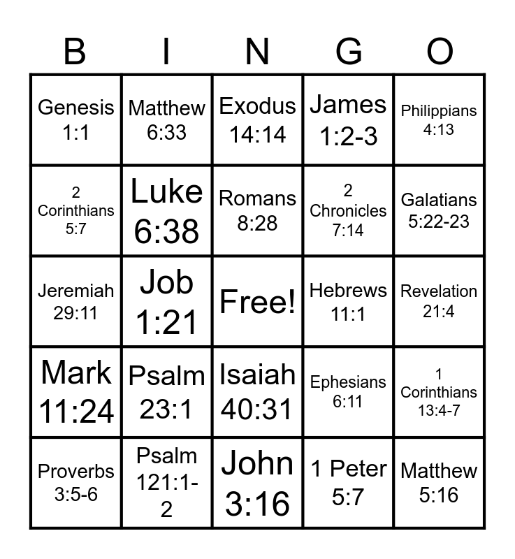 Scripture Bingo Card