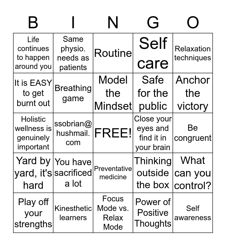 Testing & the Anxiety which accompanies it Bingo Card