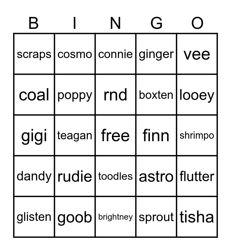 twisted dandy's world bingo Card