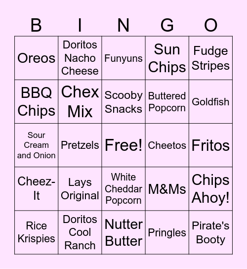 Snack Bingo - Welcome Back! Bingo Card