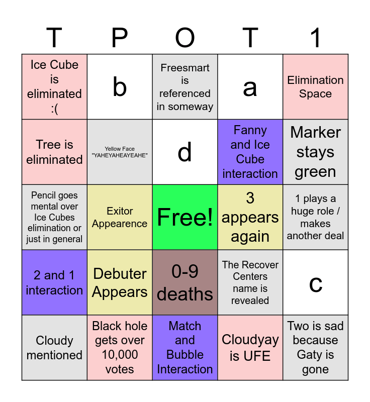 Tpot 16 Bingo Card Bingo Card