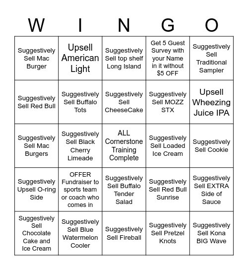 WINGO Bingo Card