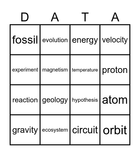 DATA BINGO Card