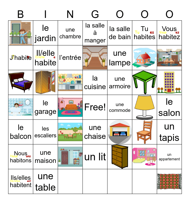 maison Bingo Card