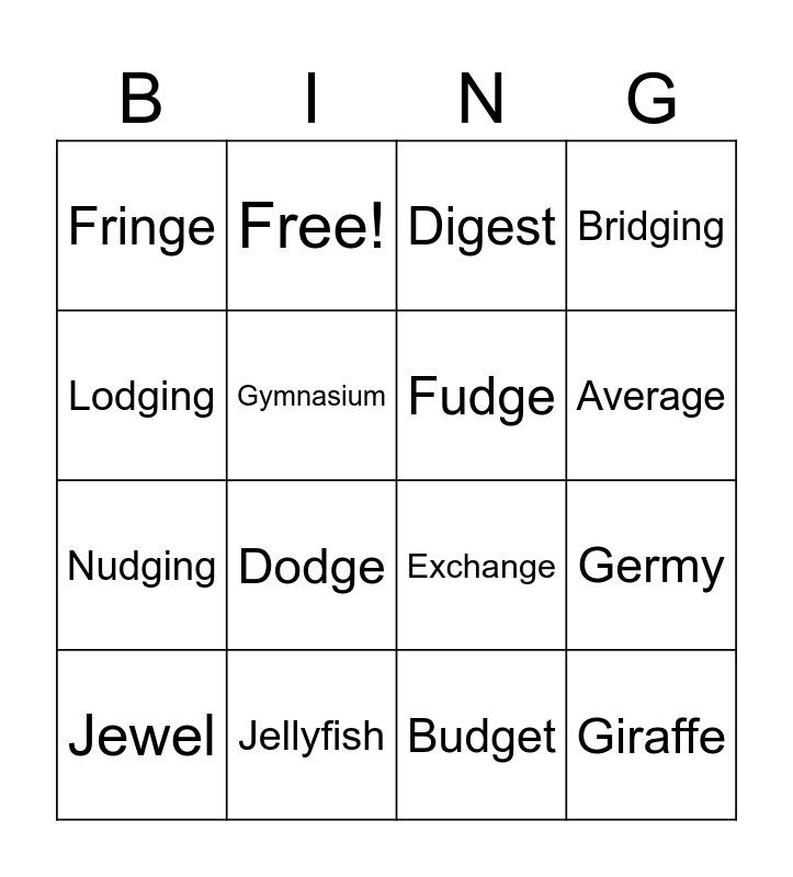 Unit 7 Lessons 1-5 Spelling Bingo Card