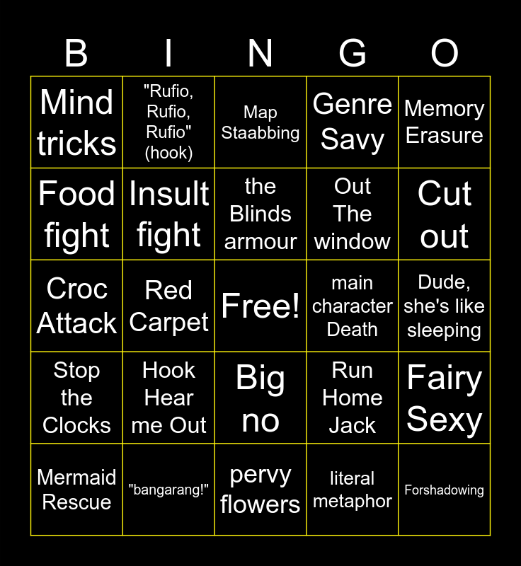 peter pan Bingo Card