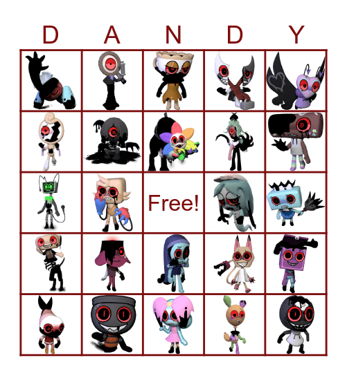 Dandy's World Twisted Bingo Card
