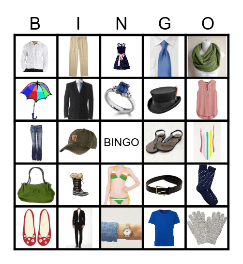 Clothing Bingo Card