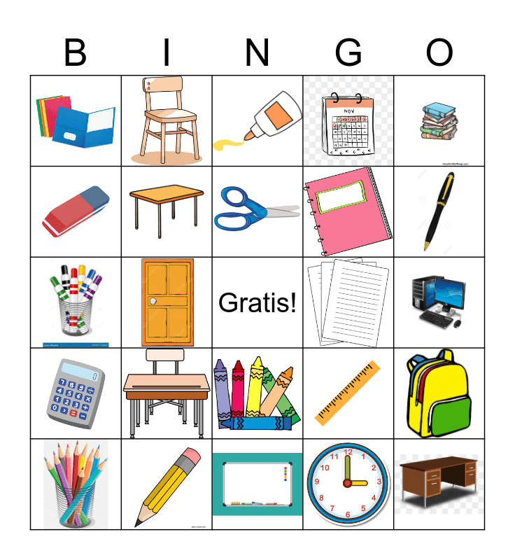 Materiales Escolares Bingo Card