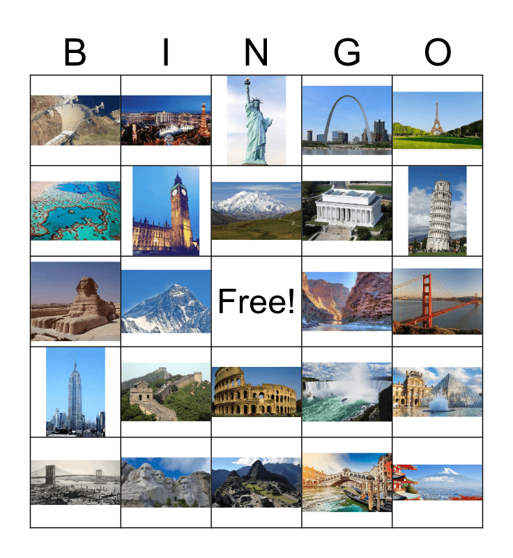 Landmark Bingo Card