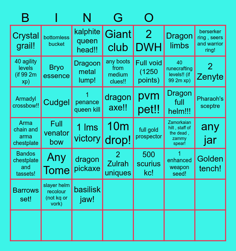 Epic naps Bingo Card