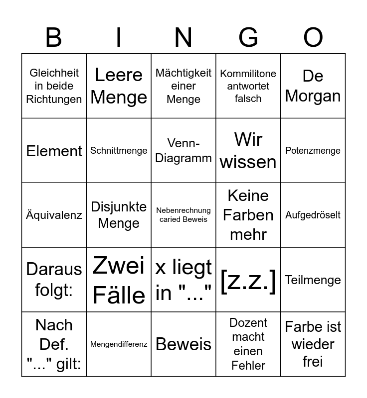 DM Bingo Card