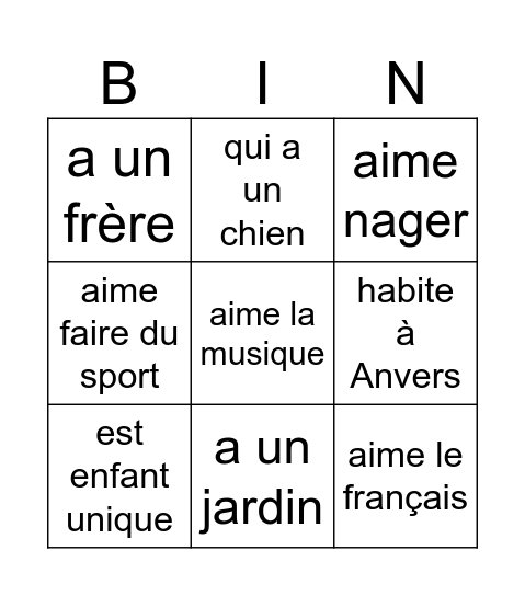 Cherche quelqu'un qui Bingo Card