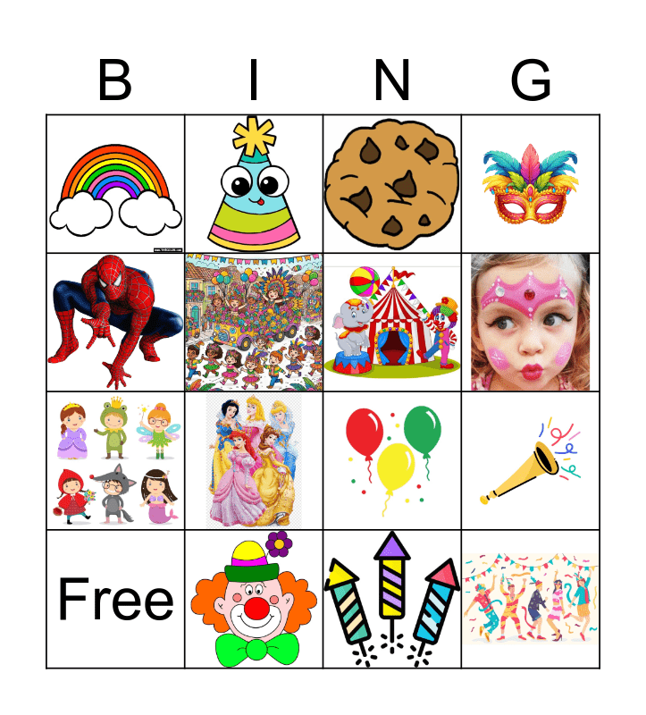 Carnaval bingo groep 1-2 Bingo Card