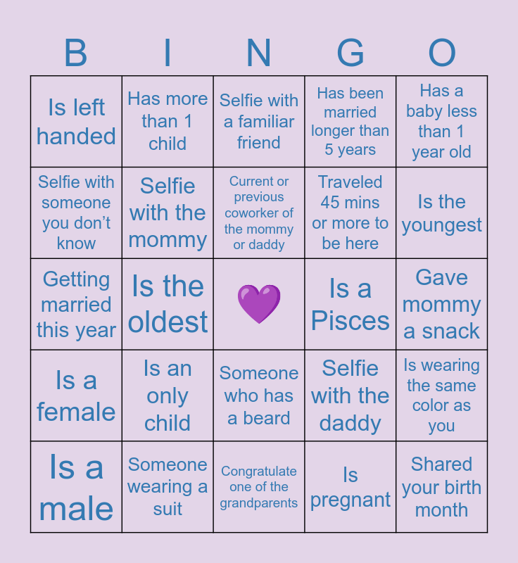 Mingle Bingo Card