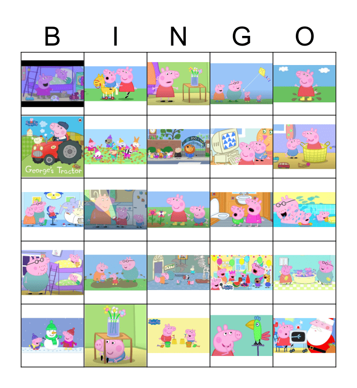 Peppa Pig Bingo Card