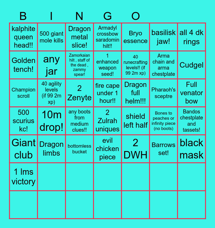 Epic naps Bingo Card