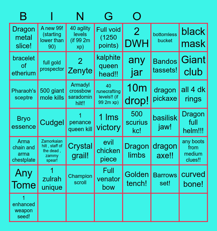 Epic naps Bingo Card
