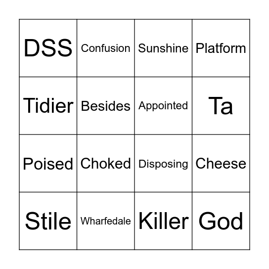 Stone Cold Bingo Card