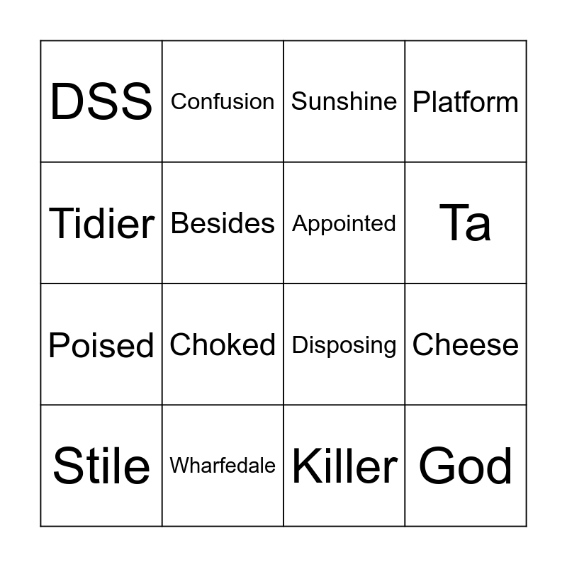 Stone Cold Bingo Card