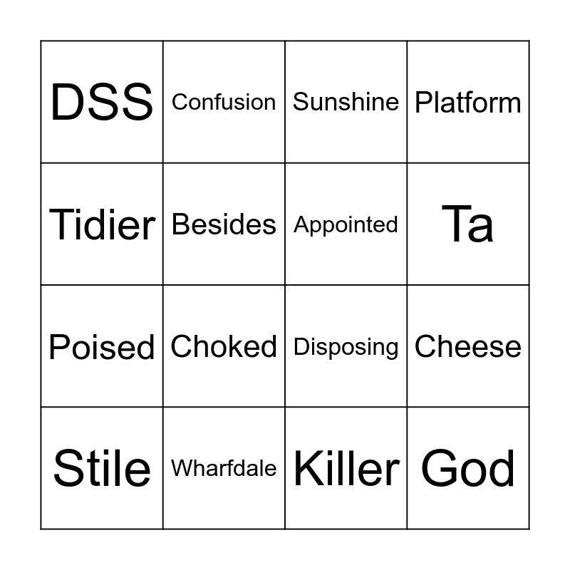 Stone Cold Bingo Card