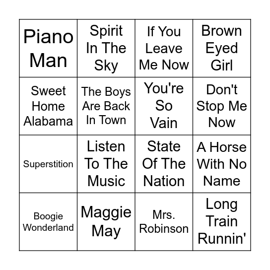 Round 1 Bingo Card