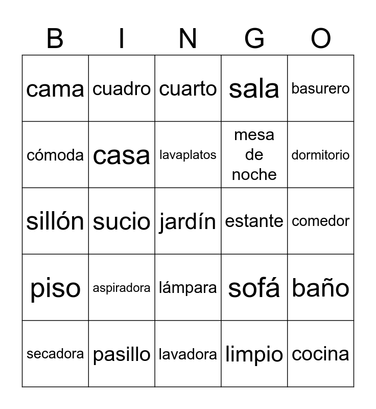 La casa Bingo Card