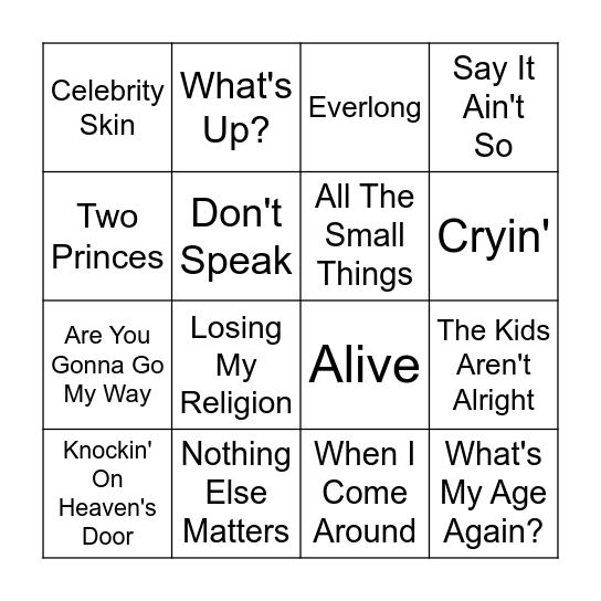 Round 2 Bingo Card